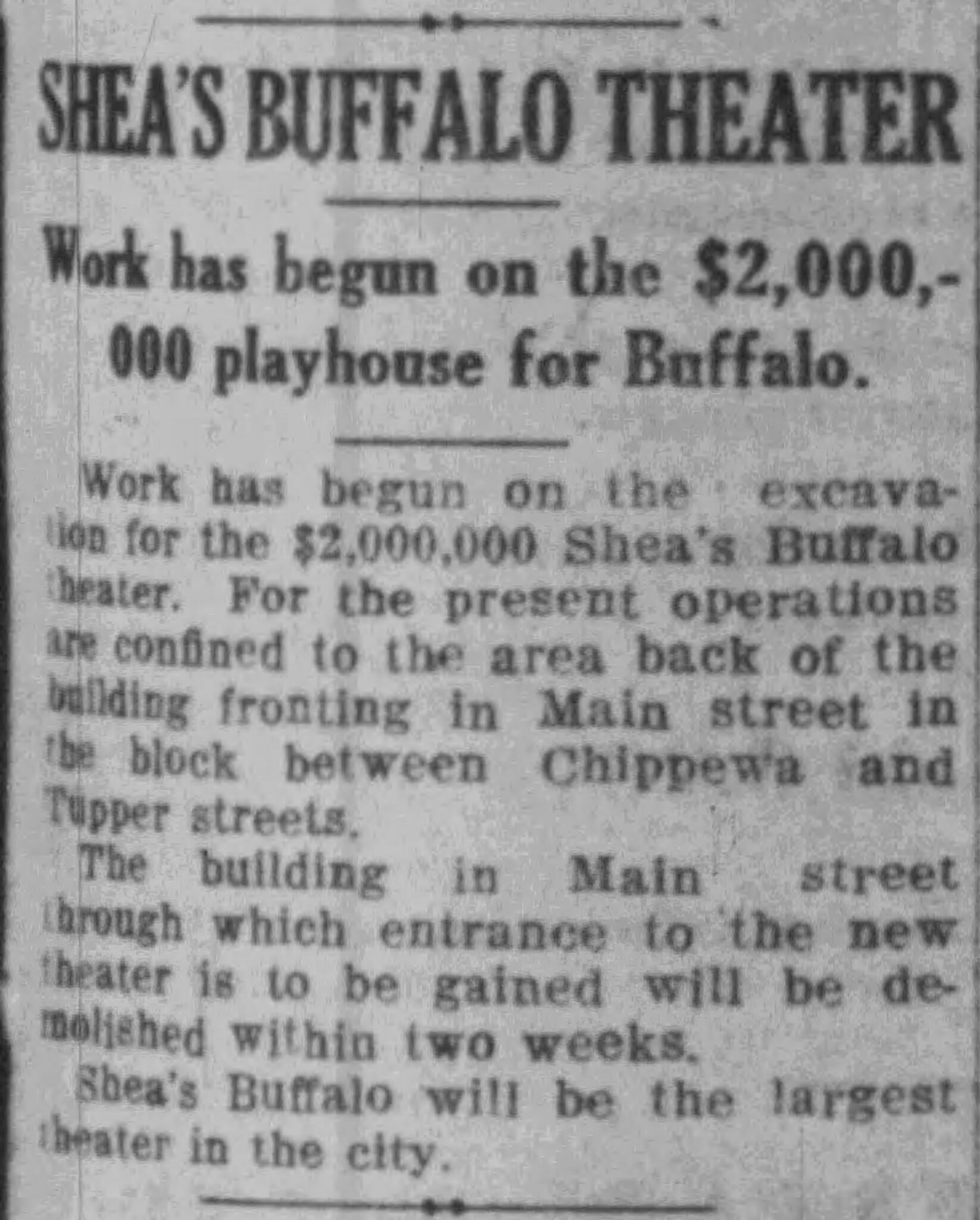 Building Shea's Buffalo Theatre Archives - Shea's Performing Arts Center